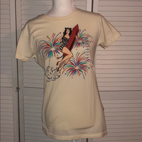 Tops | Sexy Pinup Girl Atomic Tees Fireworks | Poshmark